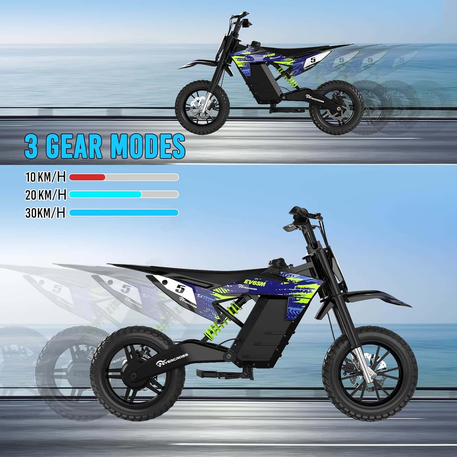 EV65M – Motocross électrique enfant 500W, 30 km/h, 12+ ans